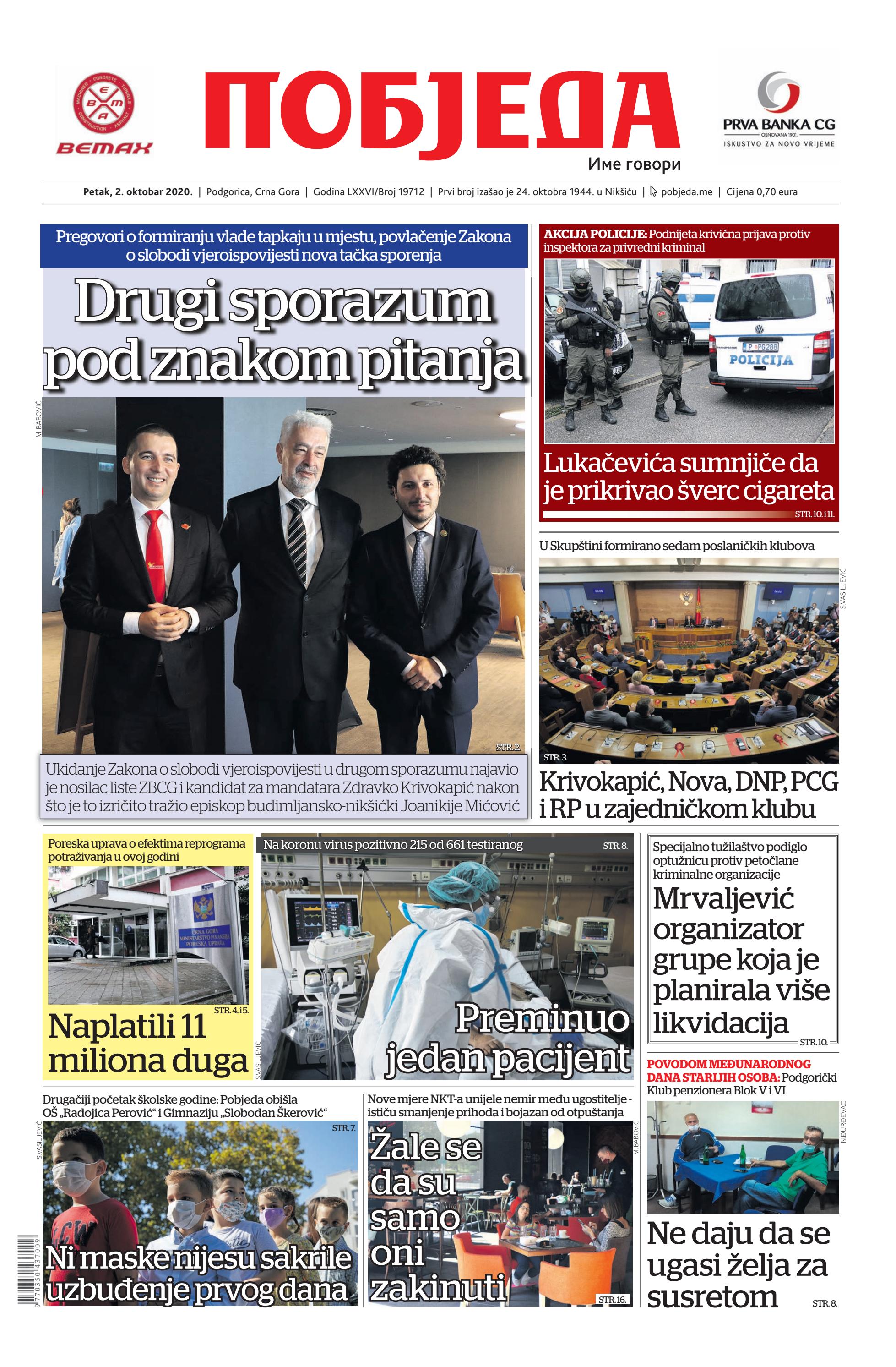 Dnevni list Pobjeda 02.10.2020. by Pobjeda - Issuu