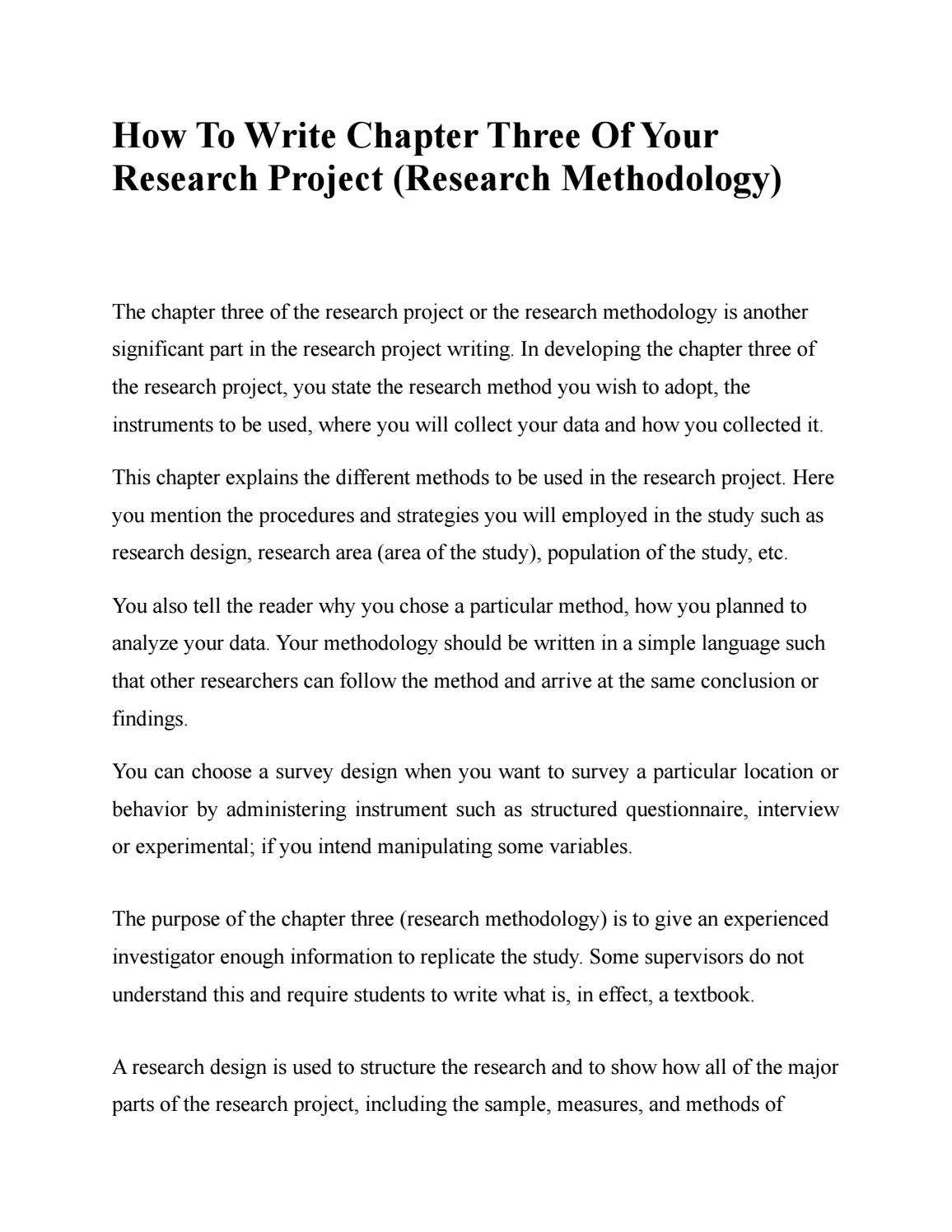 How To Write Chapter Three Of Your Research Project Research 