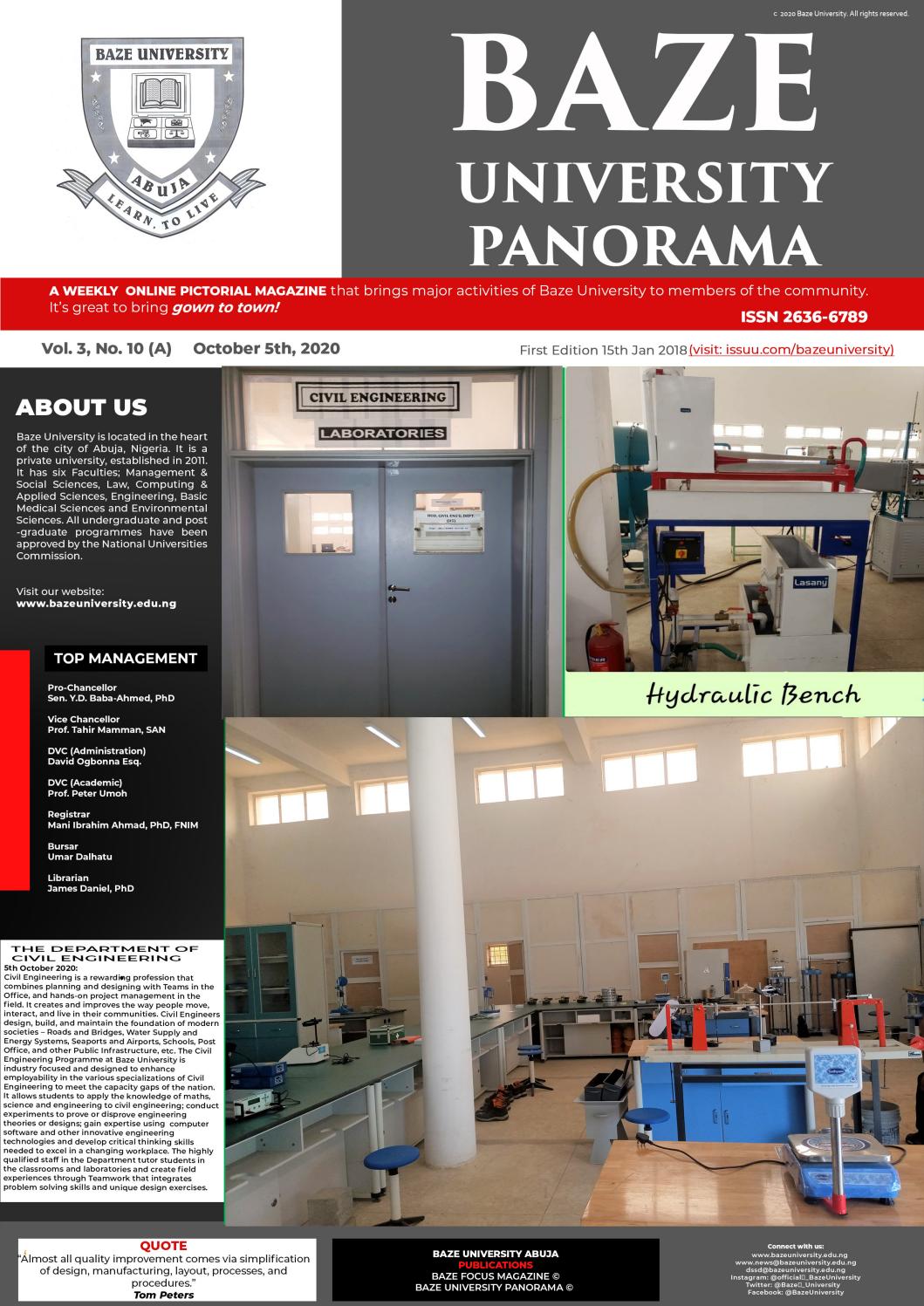 BAZE UNIVERSITY PANORAMA NEWS (5th October 2020) by Baze University - Issuu