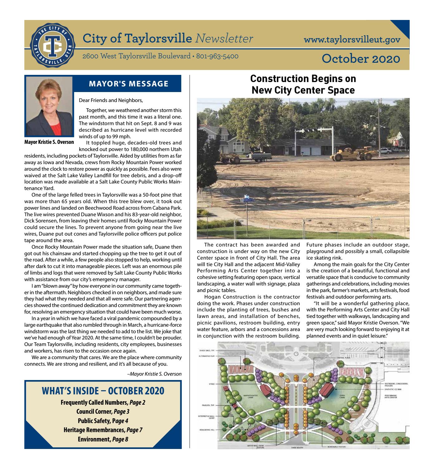 Taylorsville City Newsletter | October 2020 by The City Journals - Issuu