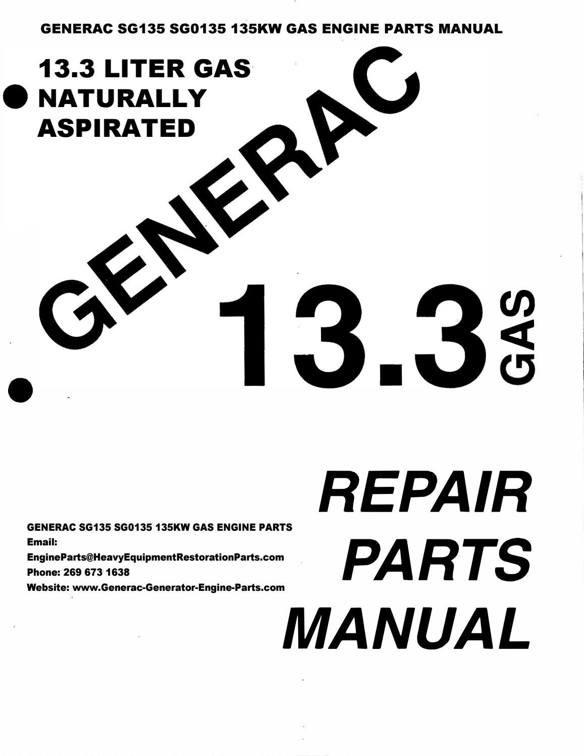 GENERAC SG135 SG0135 135KW GAS ENGINE PARTS MANUAL, FREE DOWNLOAD by ...