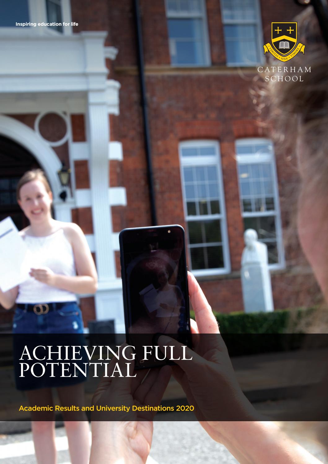 Caterham School A Level Results and Uni Destinations 2020 by Caterham ...