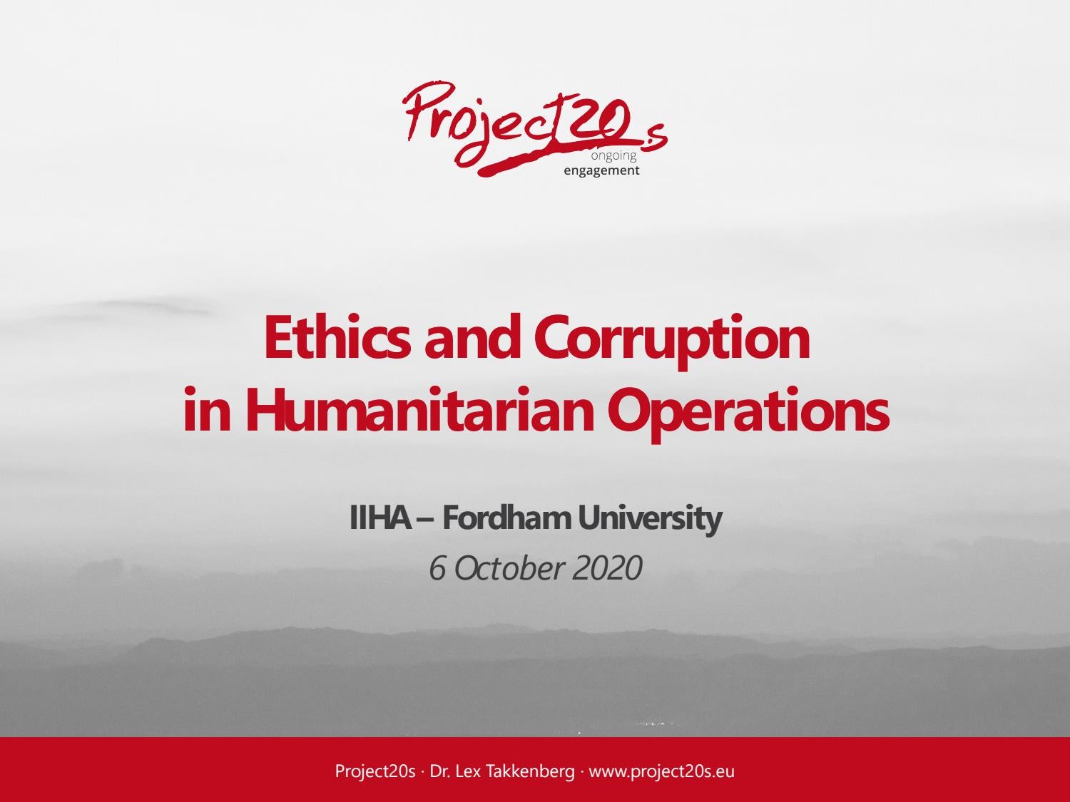 Lex Takkenberg Ethics and Corruption in Humanitarian Operations ...