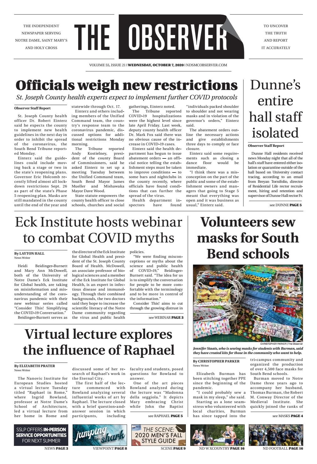 Print Edition of The Observer for Wednesday, October 7, 2020 by The ...