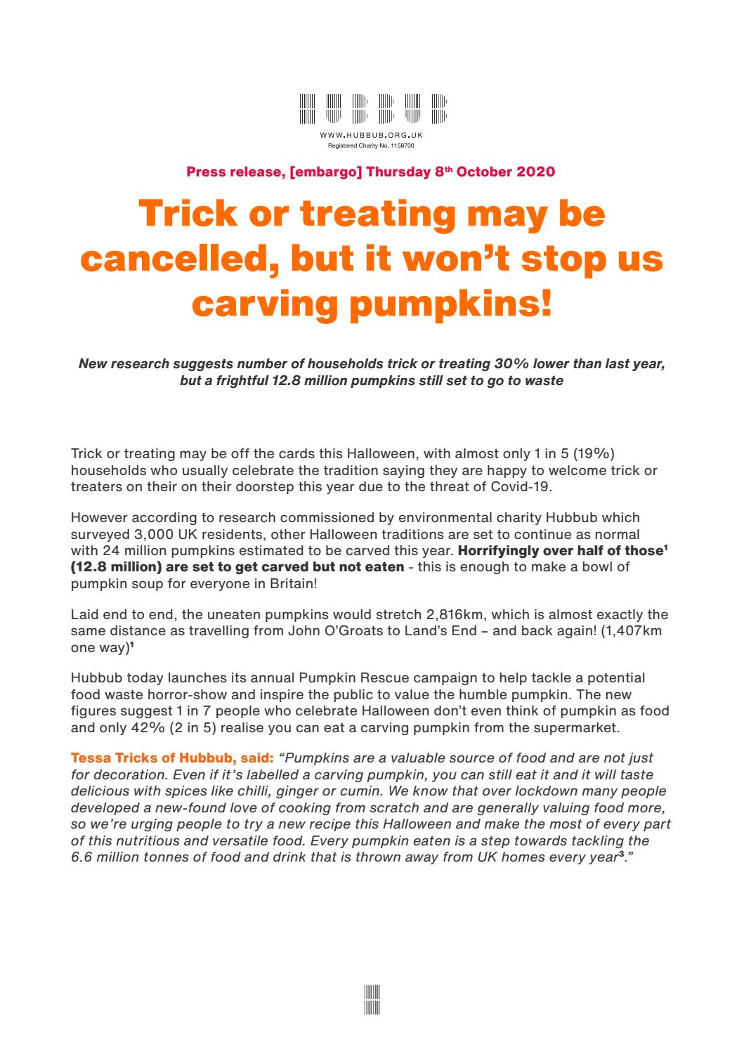 Eat Your Pumpkin 2020 | Press Release | Hubbub by HUBBUB - Issuu