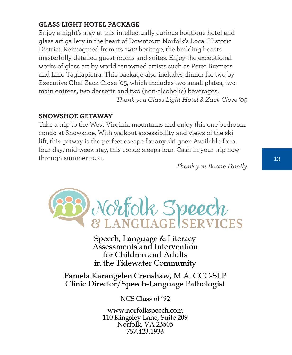 2020 Annual Auction Booklet: A Guide to Live Auction Items by Norfolk ...