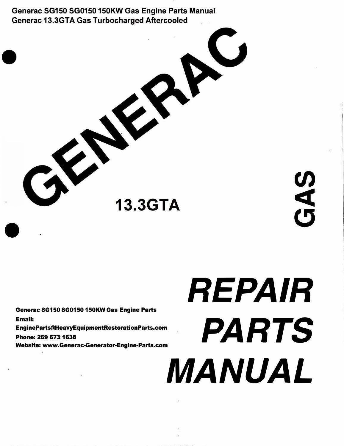 Generac SG150 SG0150 150KW Natural Gas LPG Generator Engine Parts ...