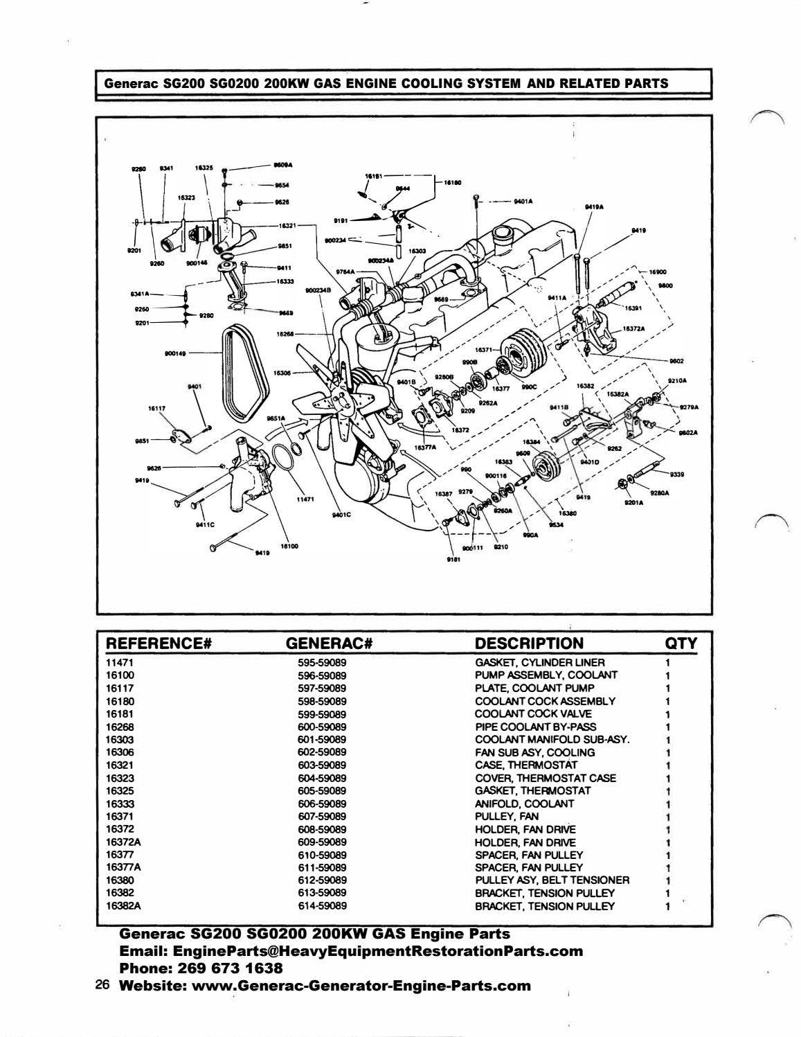 Generac SG200 SG0200 200KW Gas Engine Parts Manual by engineparts2 - Issuu