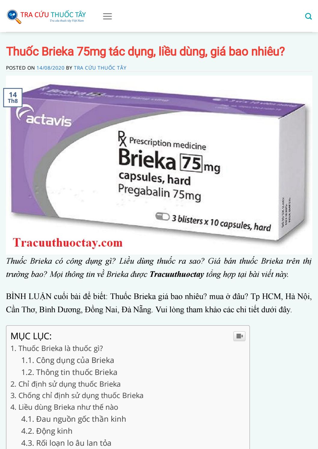 Gia ke khai thuoc Brieka 75mg thong tin thuoc thong tin|Tracuuthuoctay by Tra Cứu Thuốc Tây - Issuu