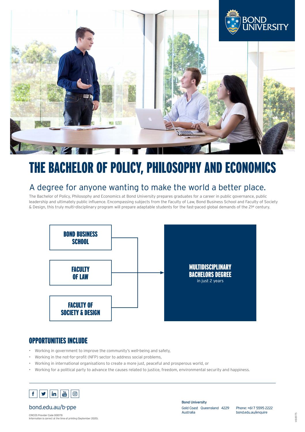Bachelor of Policy, Philosophy and Economics brochure by Bond ...