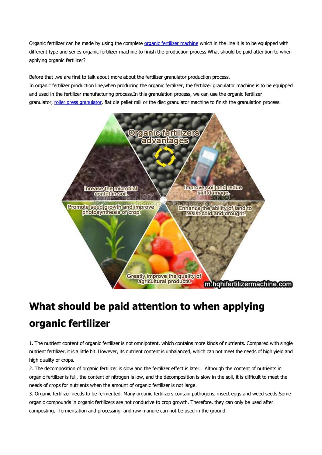 Application of organic fertilizer and matters needing attention by ...