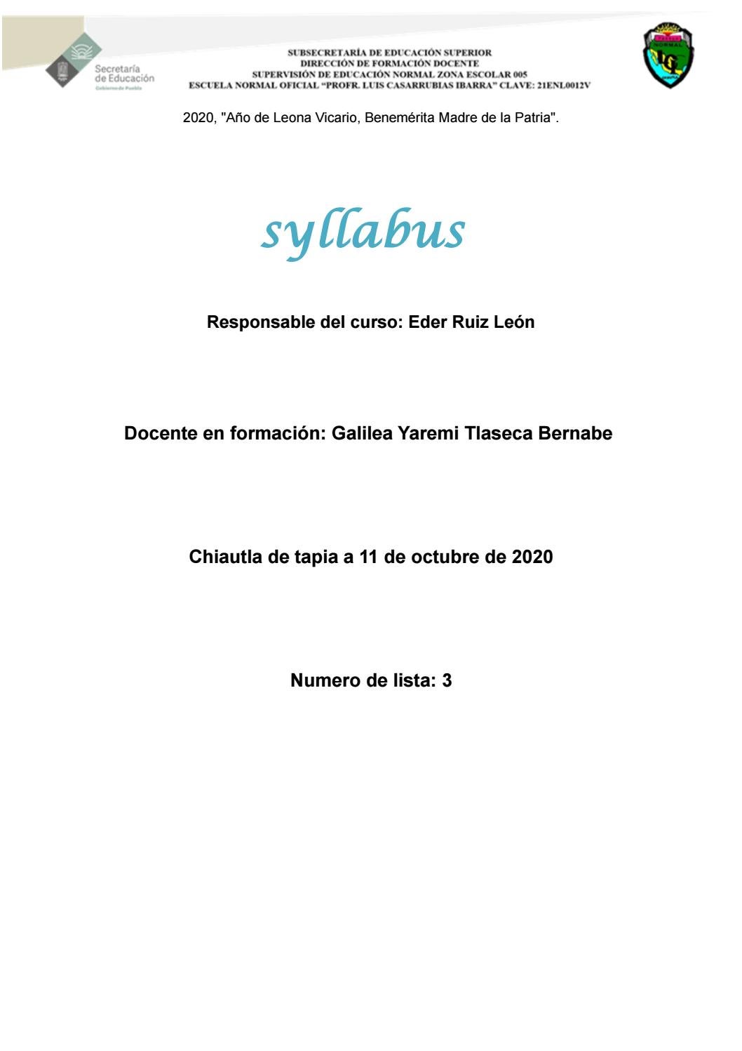 syllabuss by Yare Tlaseca - Issuu