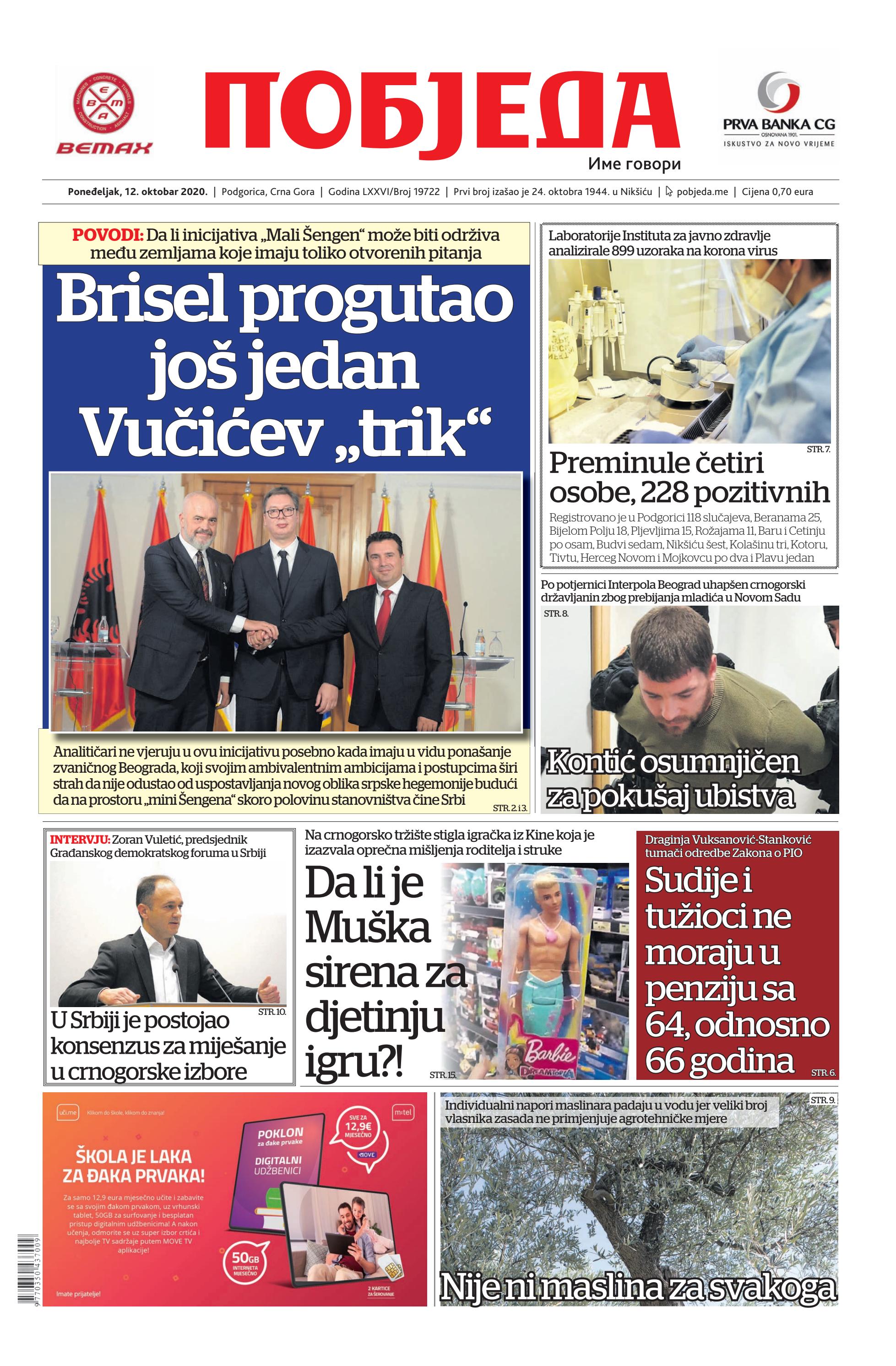 Dnevni list Pobjeda 12.10.2020. by Pobjeda - Issuu