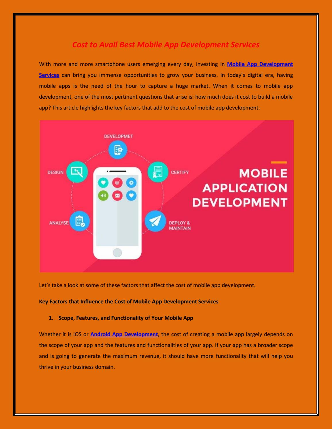 Cost to Avail Best Mobile App Development Services by Mobi India - Issuu