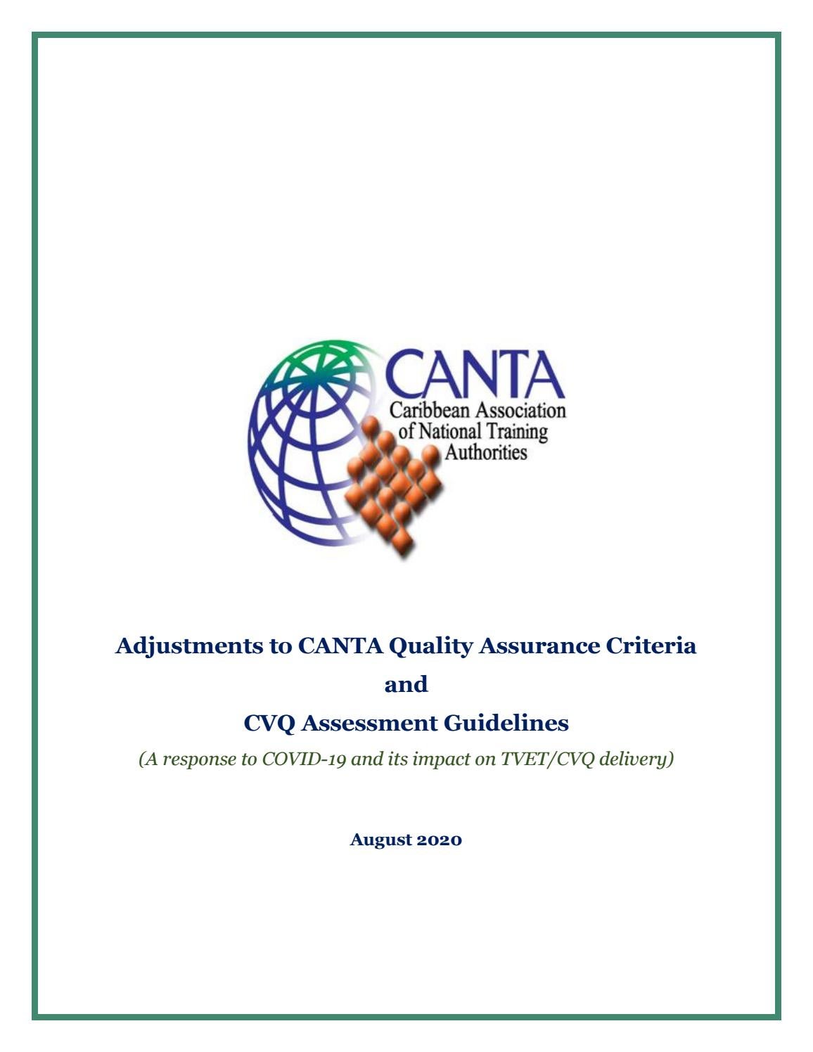 Adjustments to CANTA Quality Assurance Criteria and CVQ Assessment ...
