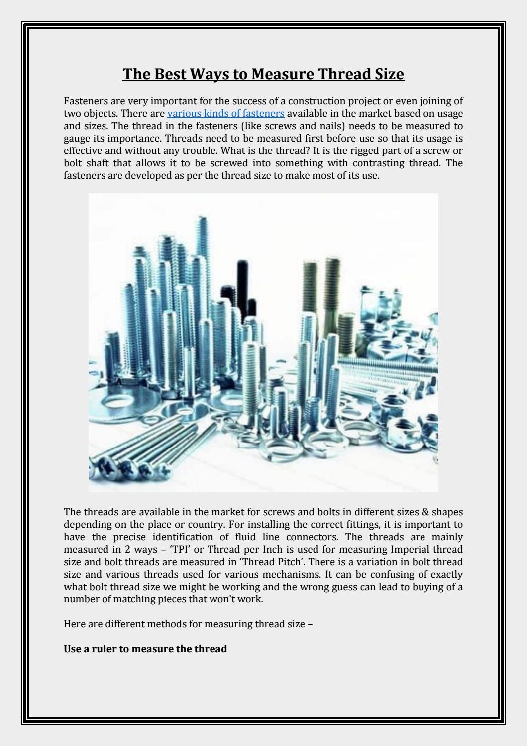 How to Measure Thread Size? by Newport Fasteners - Issuu