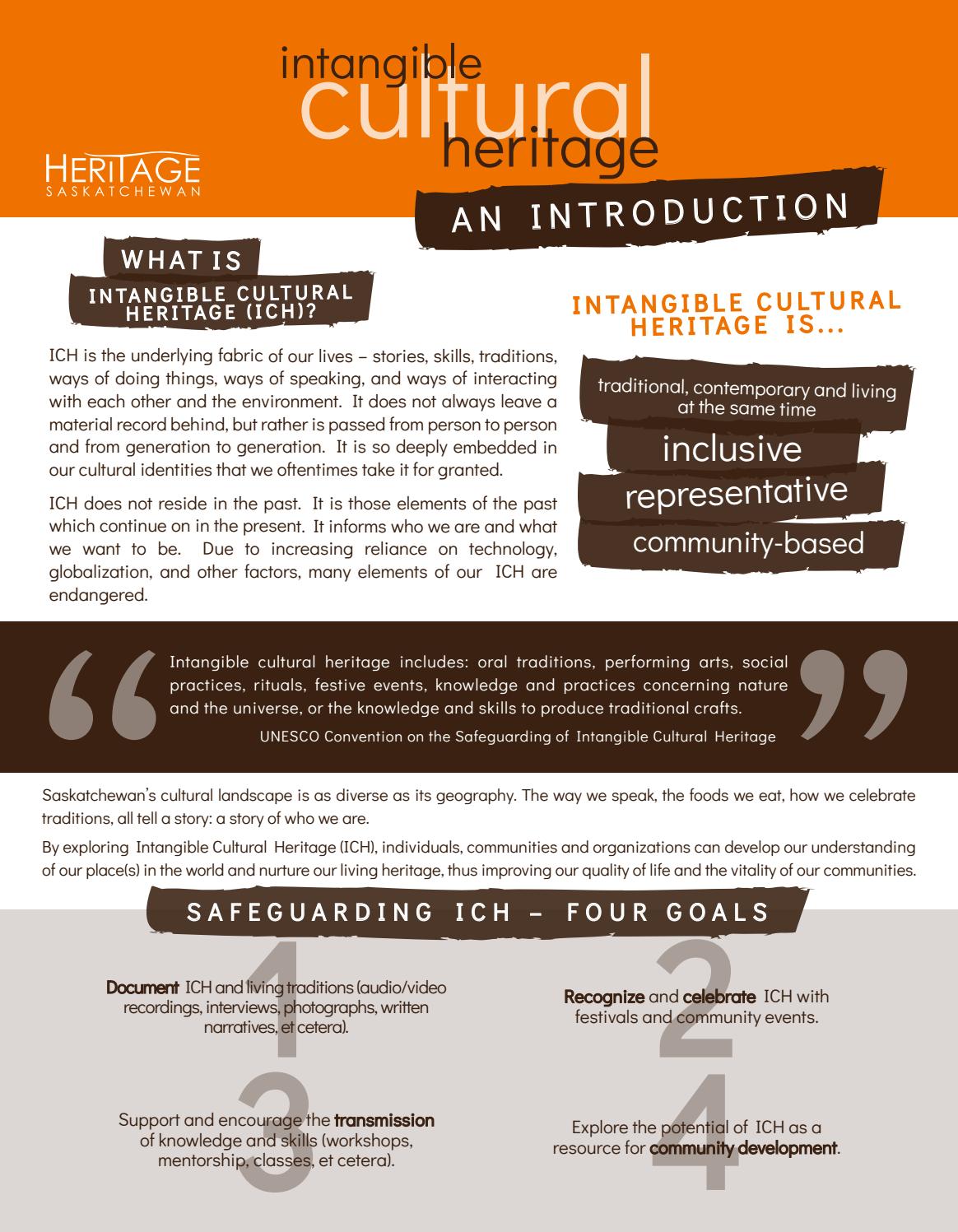 Intangible Cultural Heritage -- An Introduction by heritagesask - Issuu