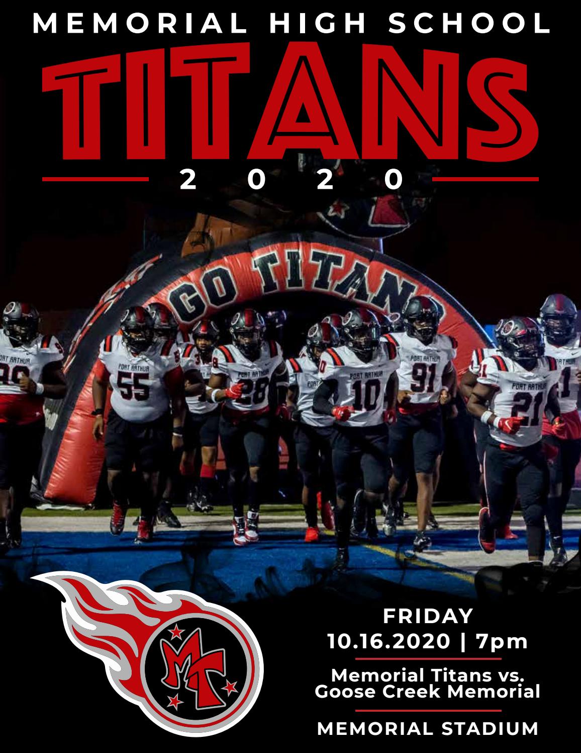 Memorial Titans vs Goose Creek Memorial Patriots Football Program by ...