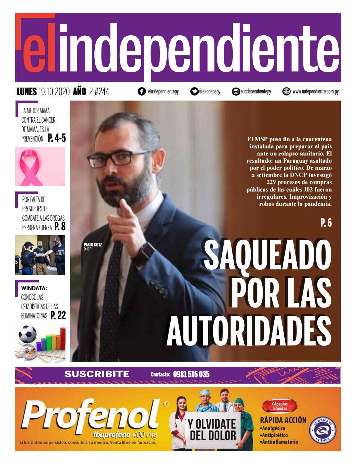 El Independiente Edición 19-10-2020 by Editorial de Negocios S.A. - Issuu