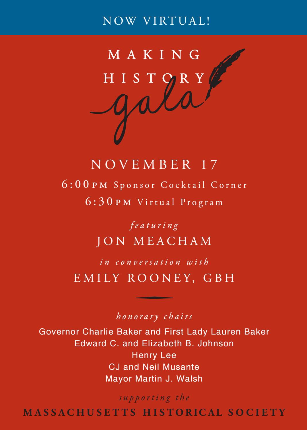 Making History Gala 2020 - Virtual Event by Massachusetts Historical ...