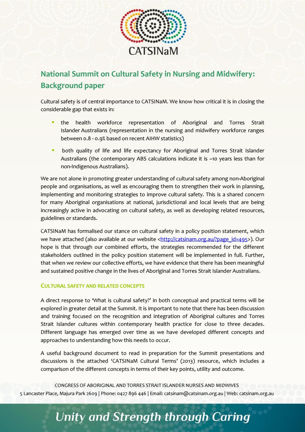 Background Paper for CATSINaM National Cultural Safety Summit by ...