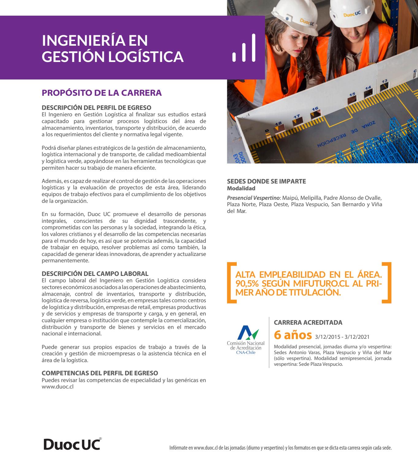 Ingeniería En Gestión Logística Vespertina by Duoc UC - Issuu