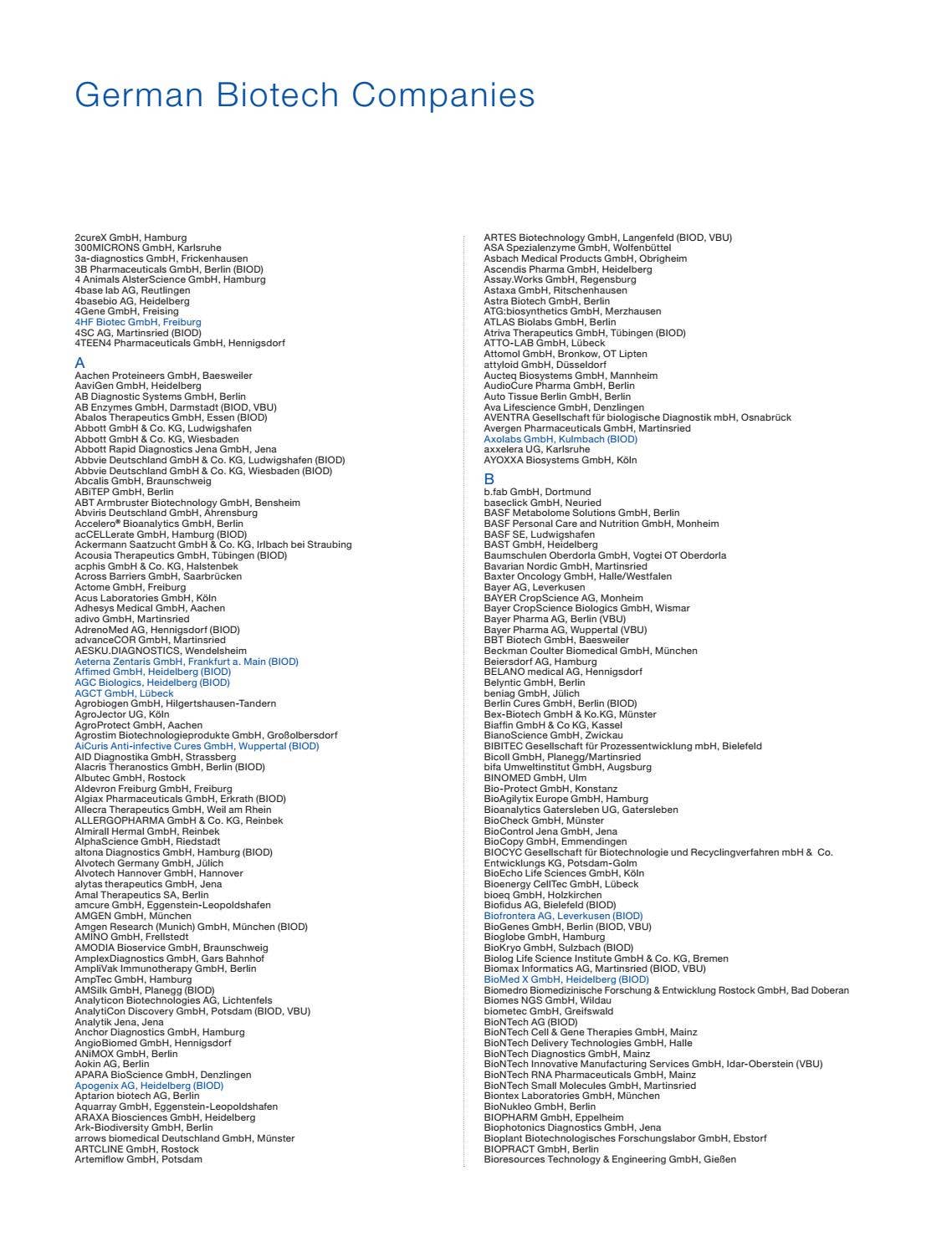22nd Guide to German Biotech Companies 2021 by BIOCOM Interrelations ...
