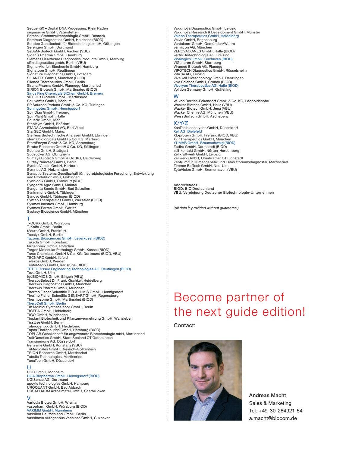 22nd Guide to German Biotech Companies 2021 by BIOCOM Interrelations ...