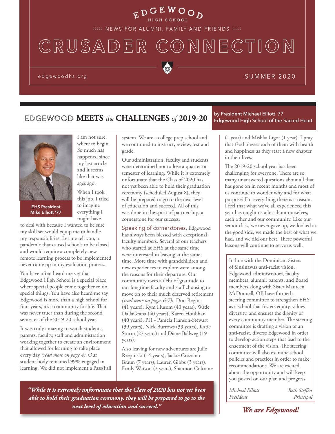 Crusader Connection Summer 2020 by Edgewood High School - Issuu