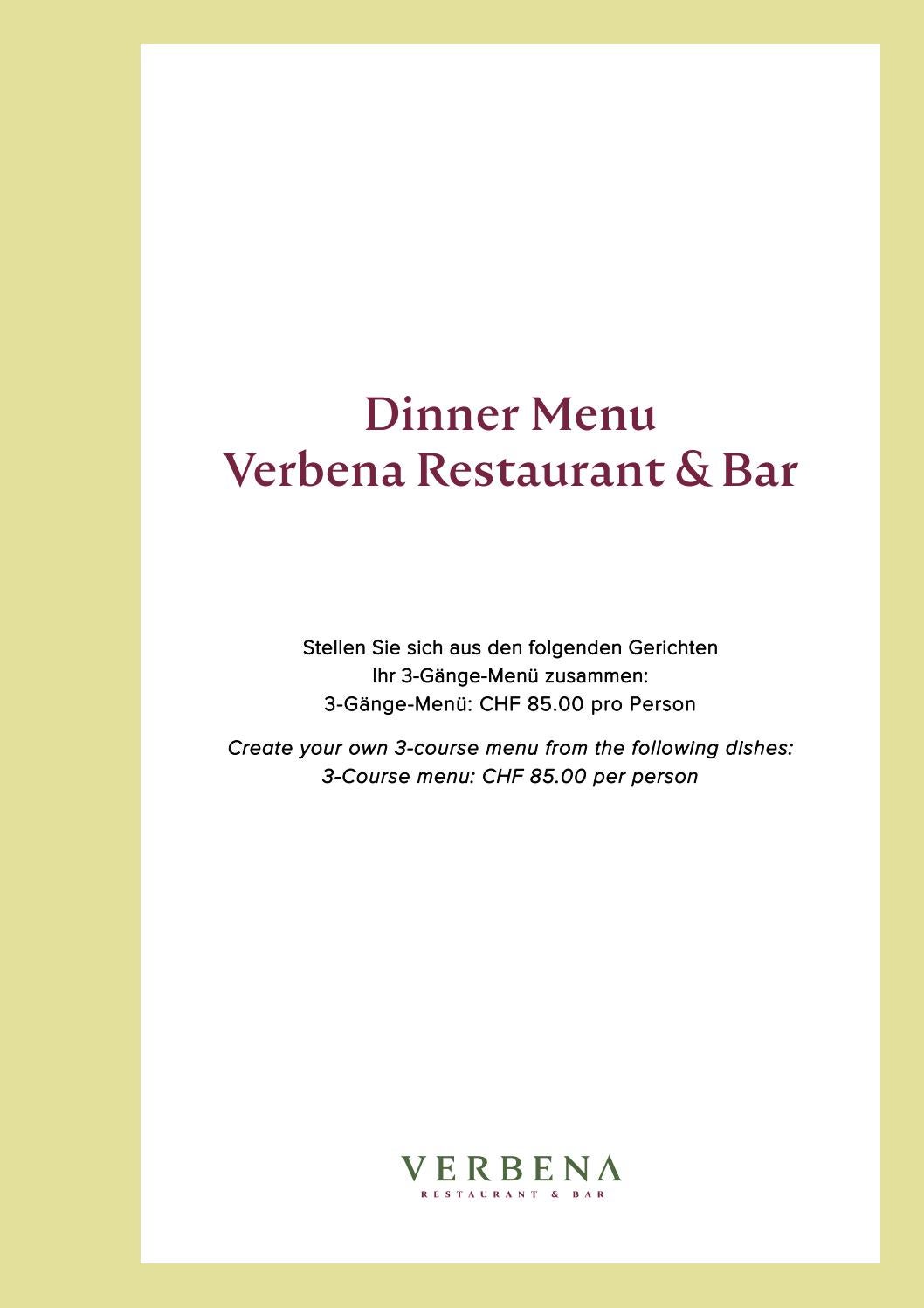 Verbena Lunch & Dinner Menu | DE & EN by The Bürgenstock Selection - Issuu