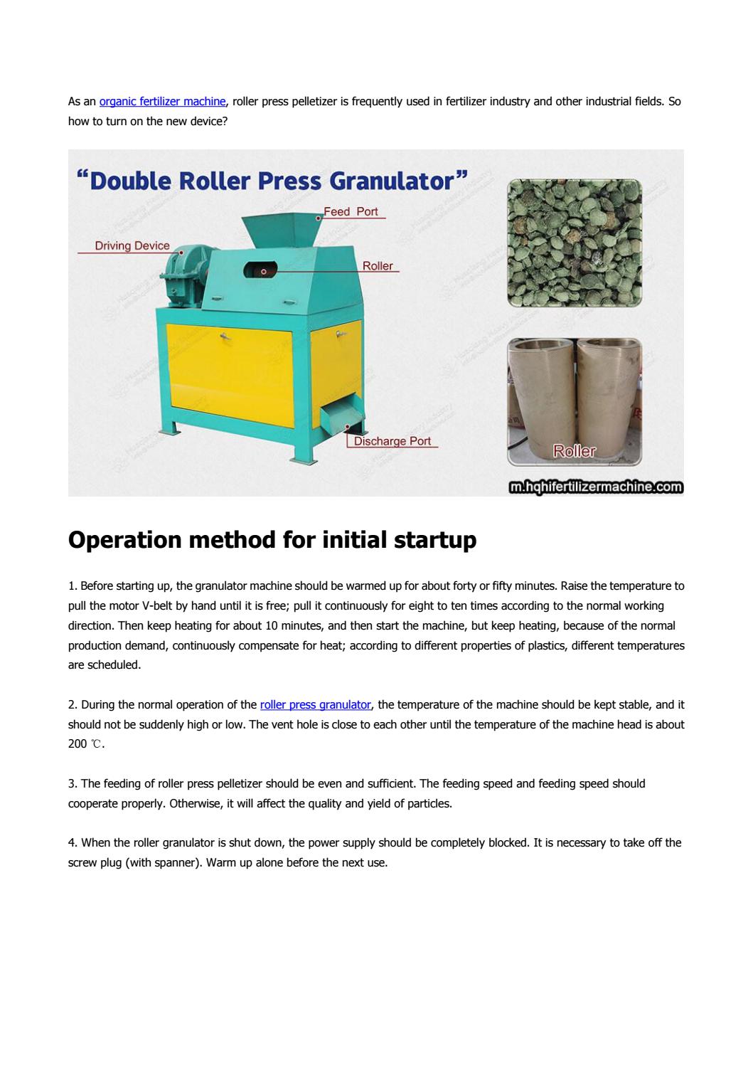 How to start up the roller press pelletizer for the first time by ...