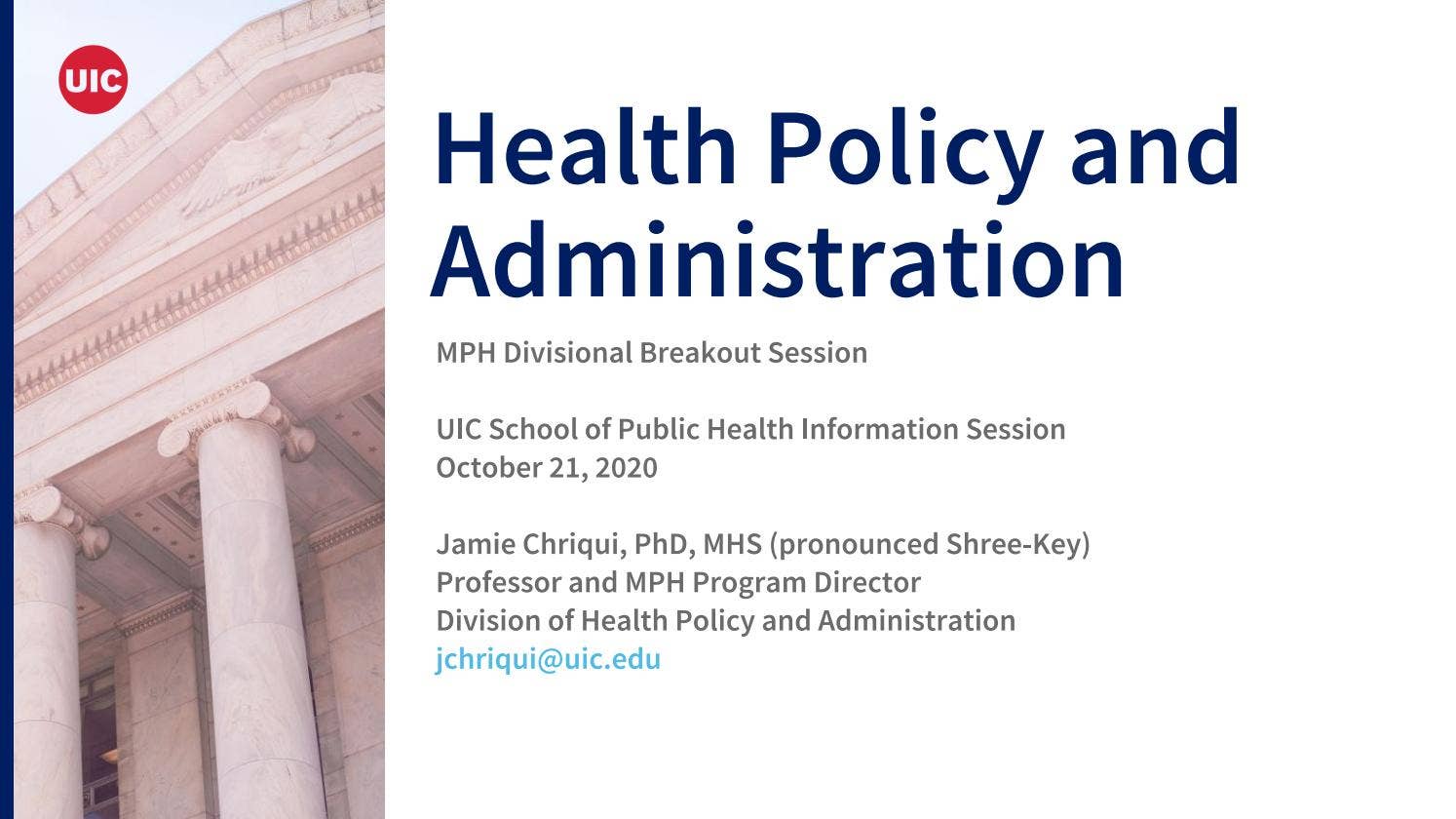 UIC HPA MPH Program Information Session by UIC Health Policy and ...