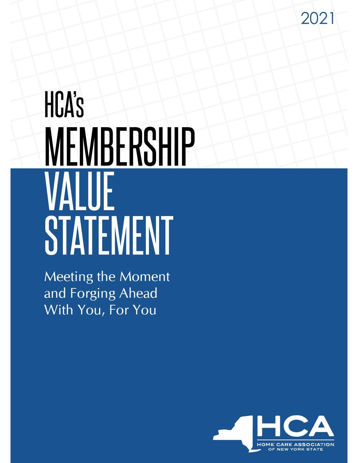 HCA’s 2021 Member Value Statement: "Meeting the Moment and Forging ...