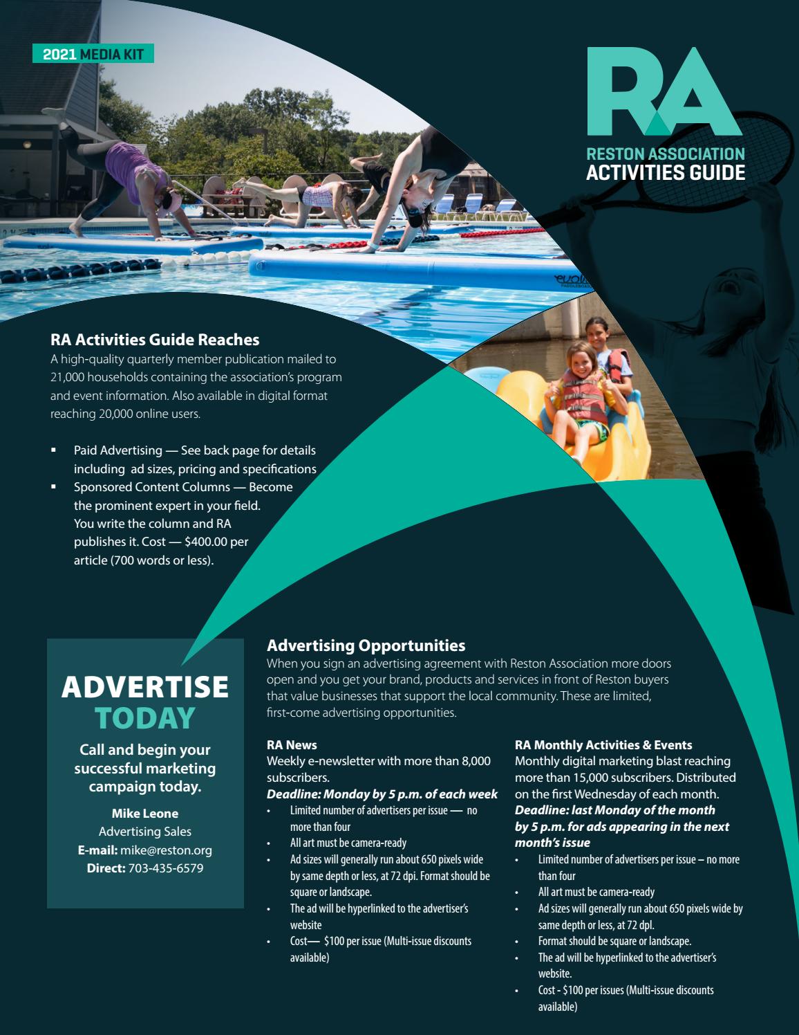 RA Activities Guide Media Kit 2021 by Reston Association - Issuu