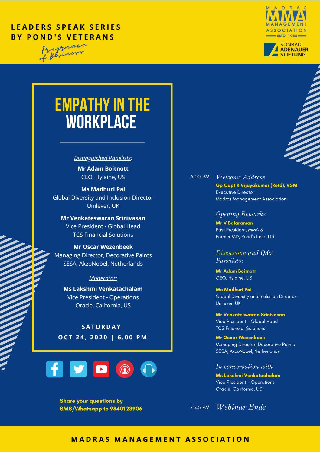 Empathy in the Workplace - 24 October 2020 by Madras Management ...