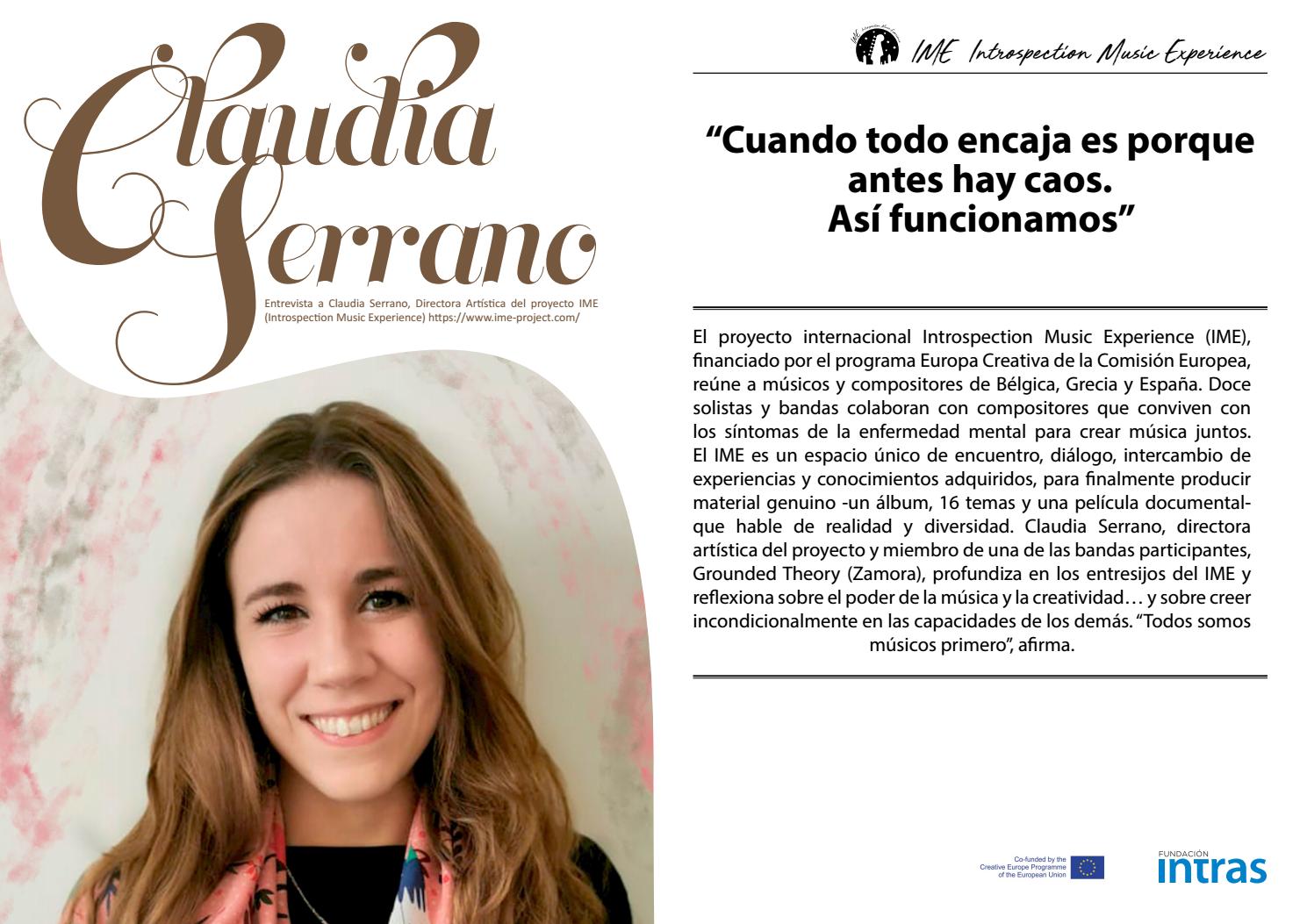 Entrevista a Claudia Serrano - Proyecto IME by Fundación INTRAS - Issuu