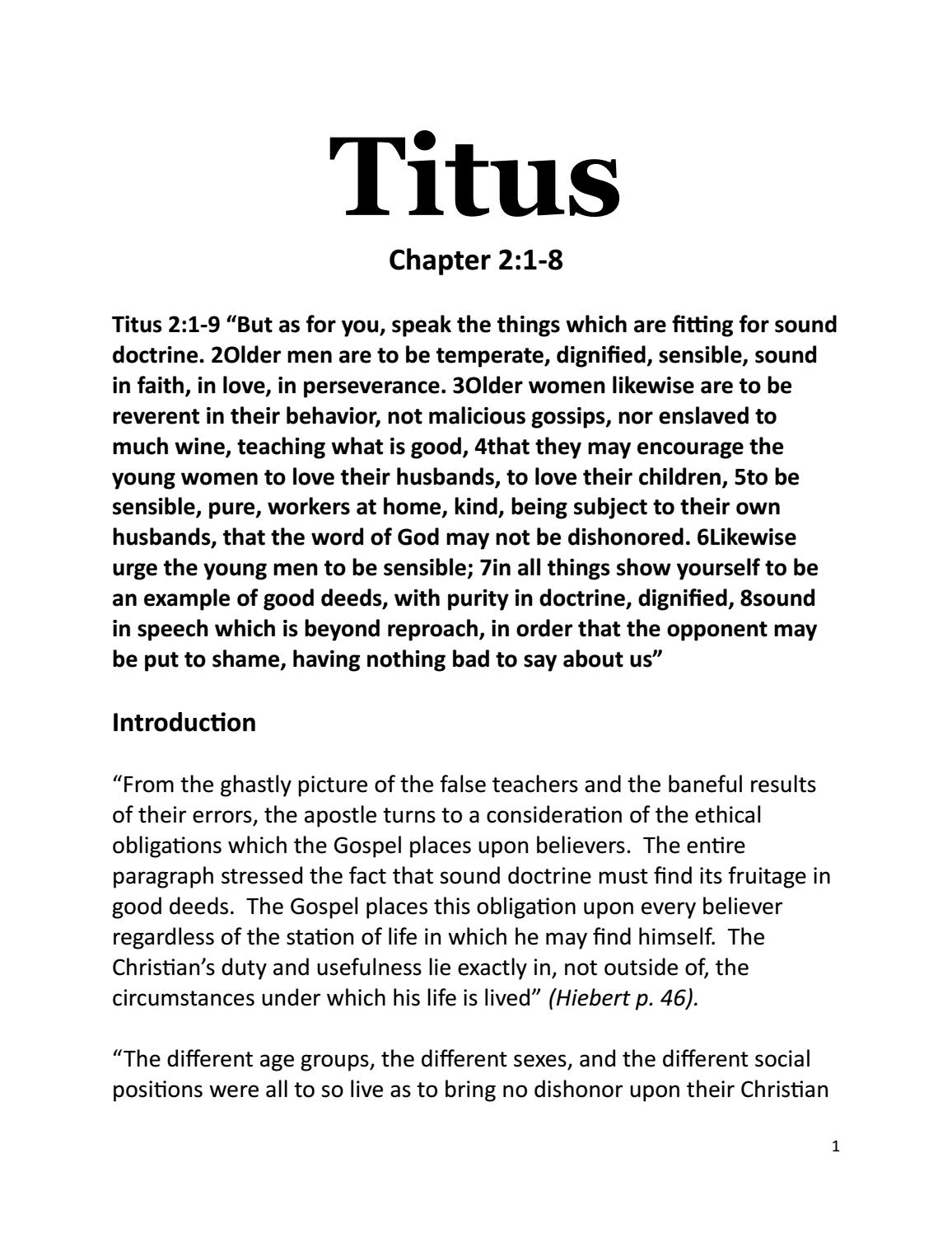 Titus Chapter 2:1-8/Commentary by Mark Dunagan - Issuu