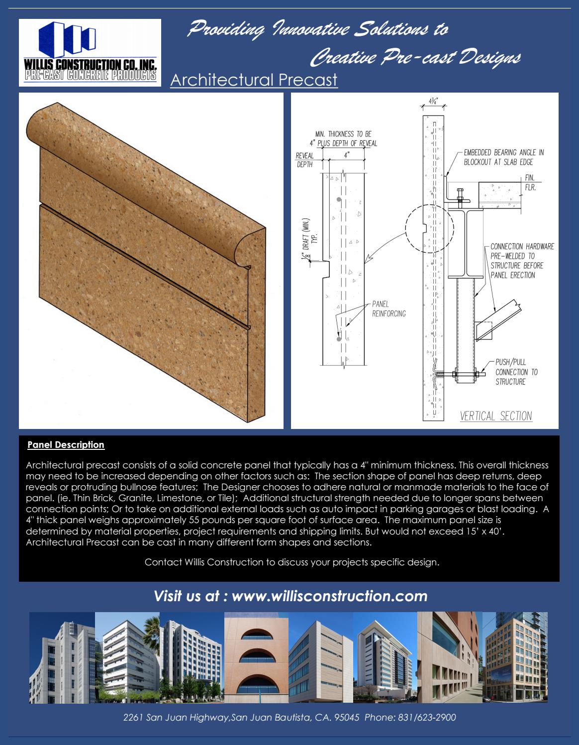 Arcitectural Precast Product Data Sheet - Willis Construction by ...