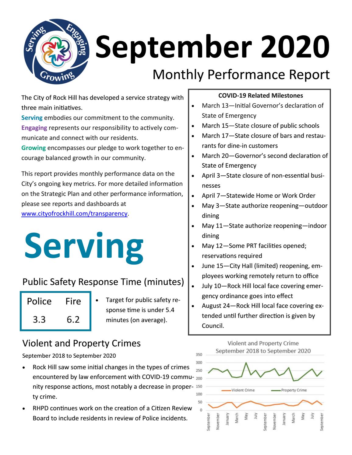 September 2020 Monthly Report by City of Rock Hill, SC - Issuu