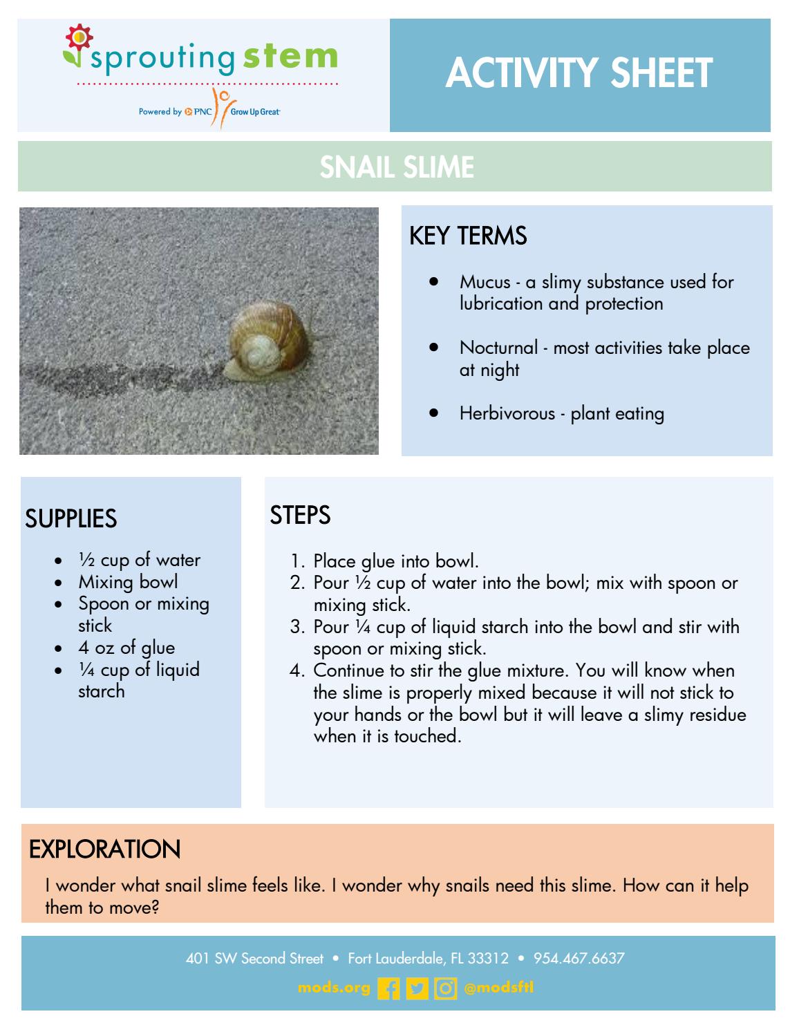Virtual Sprouting STEM: Snail Trail Activity Sheet by MODS - Issuu