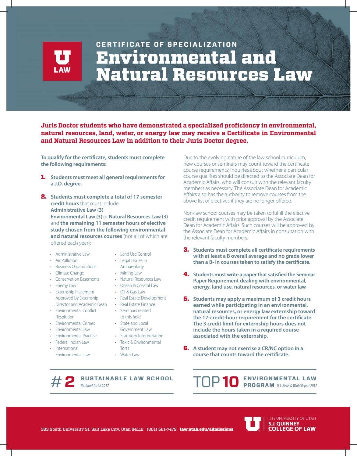 ULaw Certificate of Specialization: Environmental and Natural Resources ...