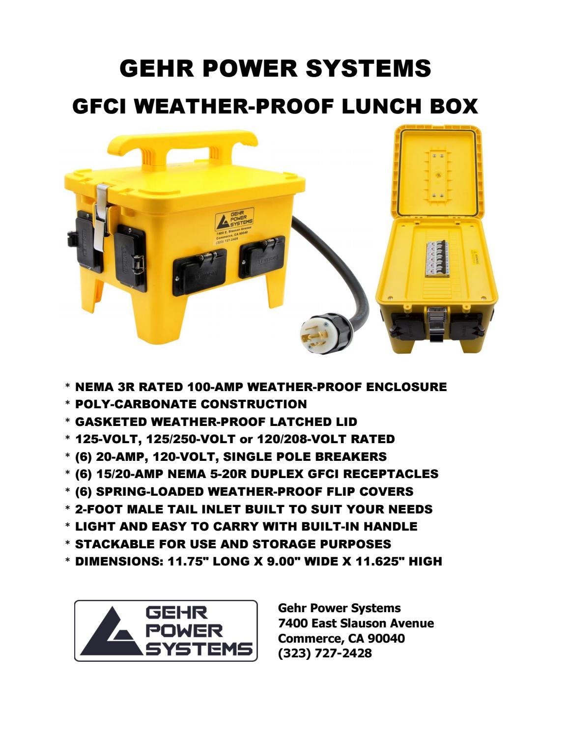 GEHR Power Systems GFCI Weather-Proof Lunch Box by Ram Tool ...