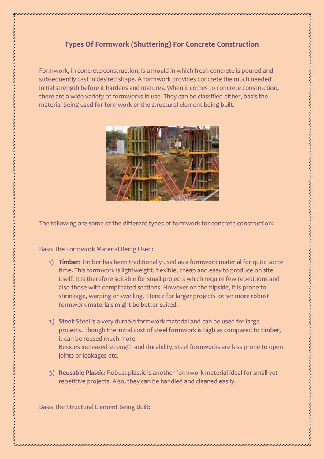 Types Of Formwork (Shuttering) For Concrete Construction by Nova ...