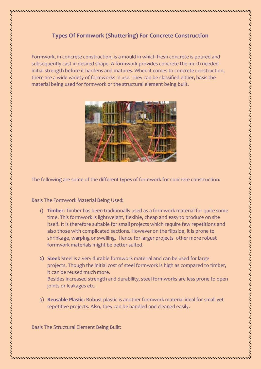 Types Of Formwork (Shuttering) For Concrete Construction by Nova ...
