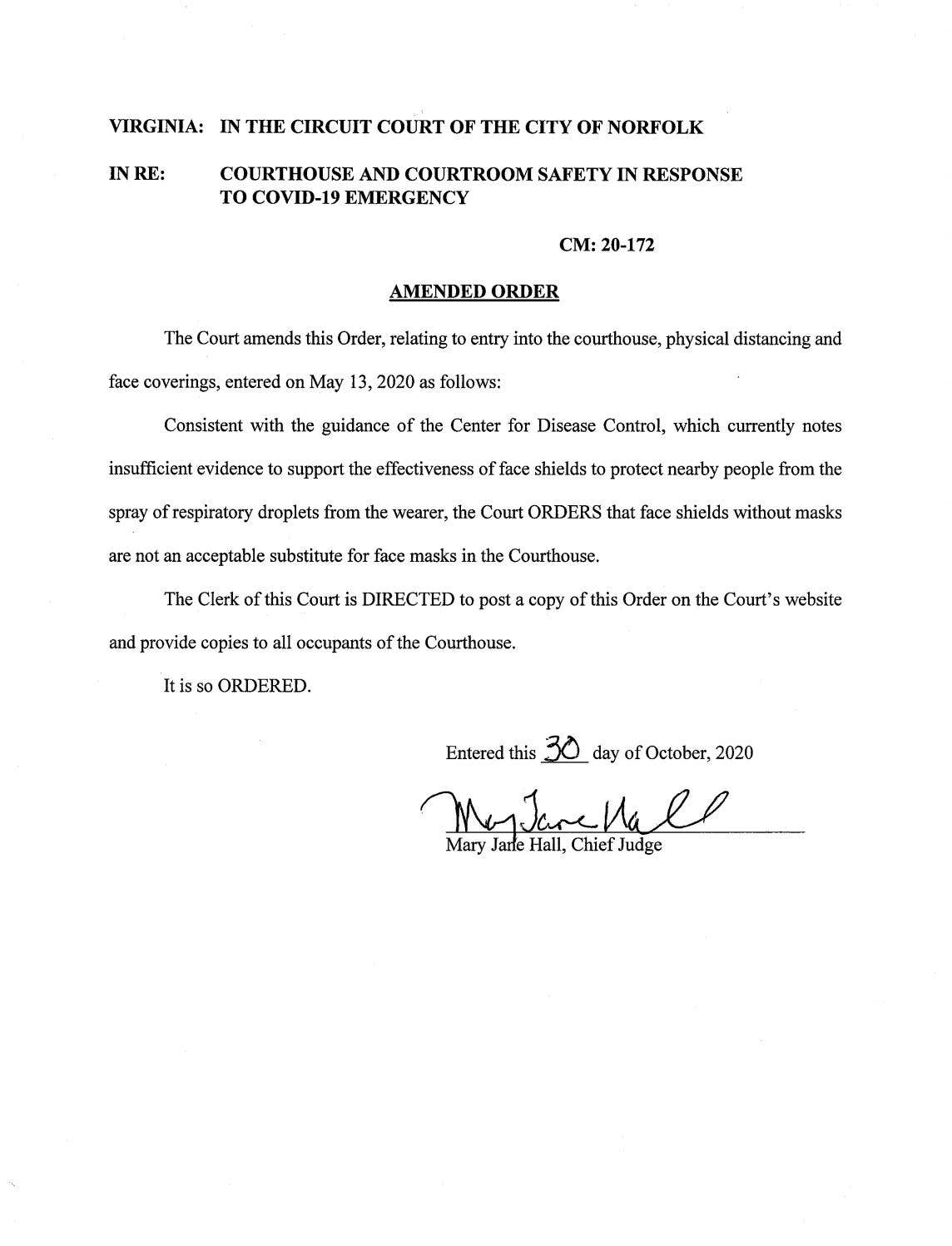 Courthouse and Courtroom Safety COVID - Amended October 30, 2020 by ...