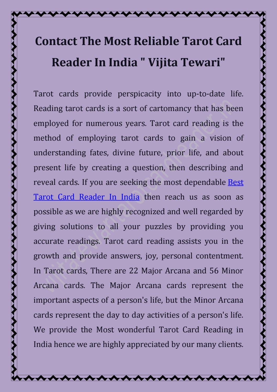 Contact The Most Reliable Tarot Card Reader In India " Vijita Tewari ...