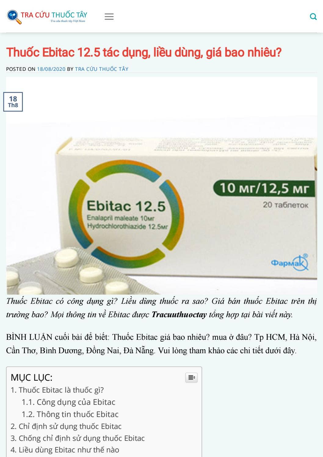 Thuoc Ebitac 12 5 Dieu Tri Benh Tim Mach|Tracuuthuoctay by Tra Cứu ...