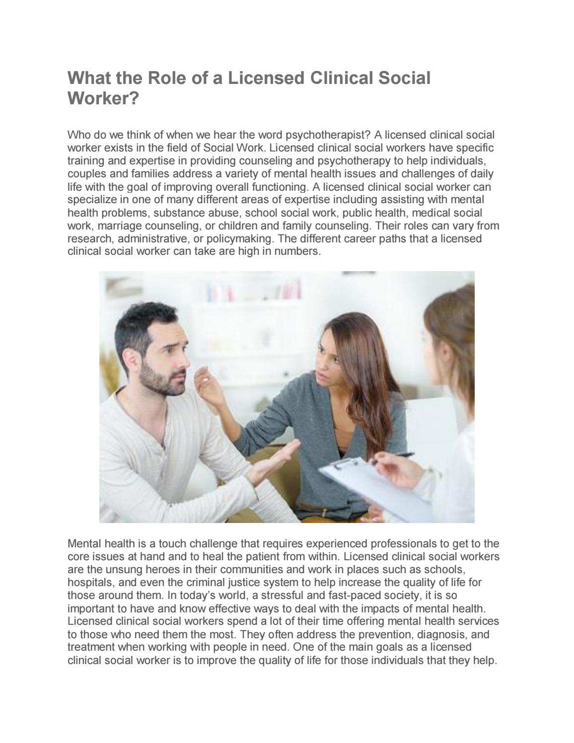 What the Role of a Licensed Clinical Social Worker? by chandking19 - Issuu