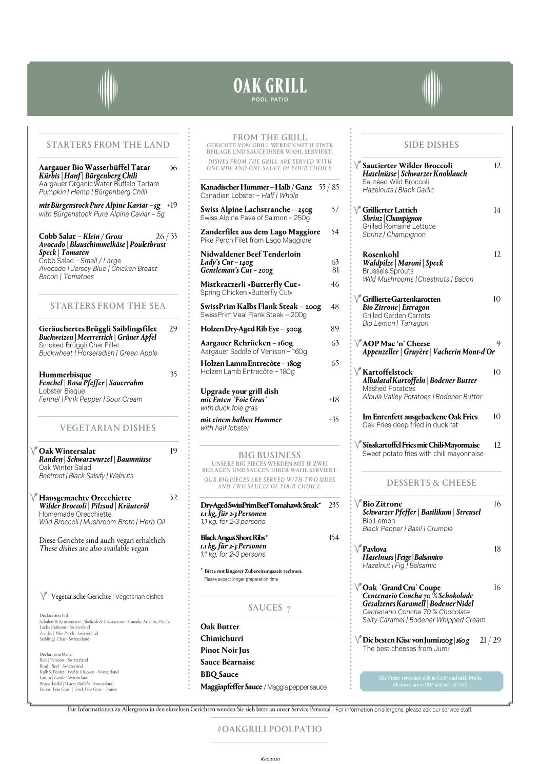 OAK Grill Menu | DE & EN by The Bürgenstock Selection - Issuu