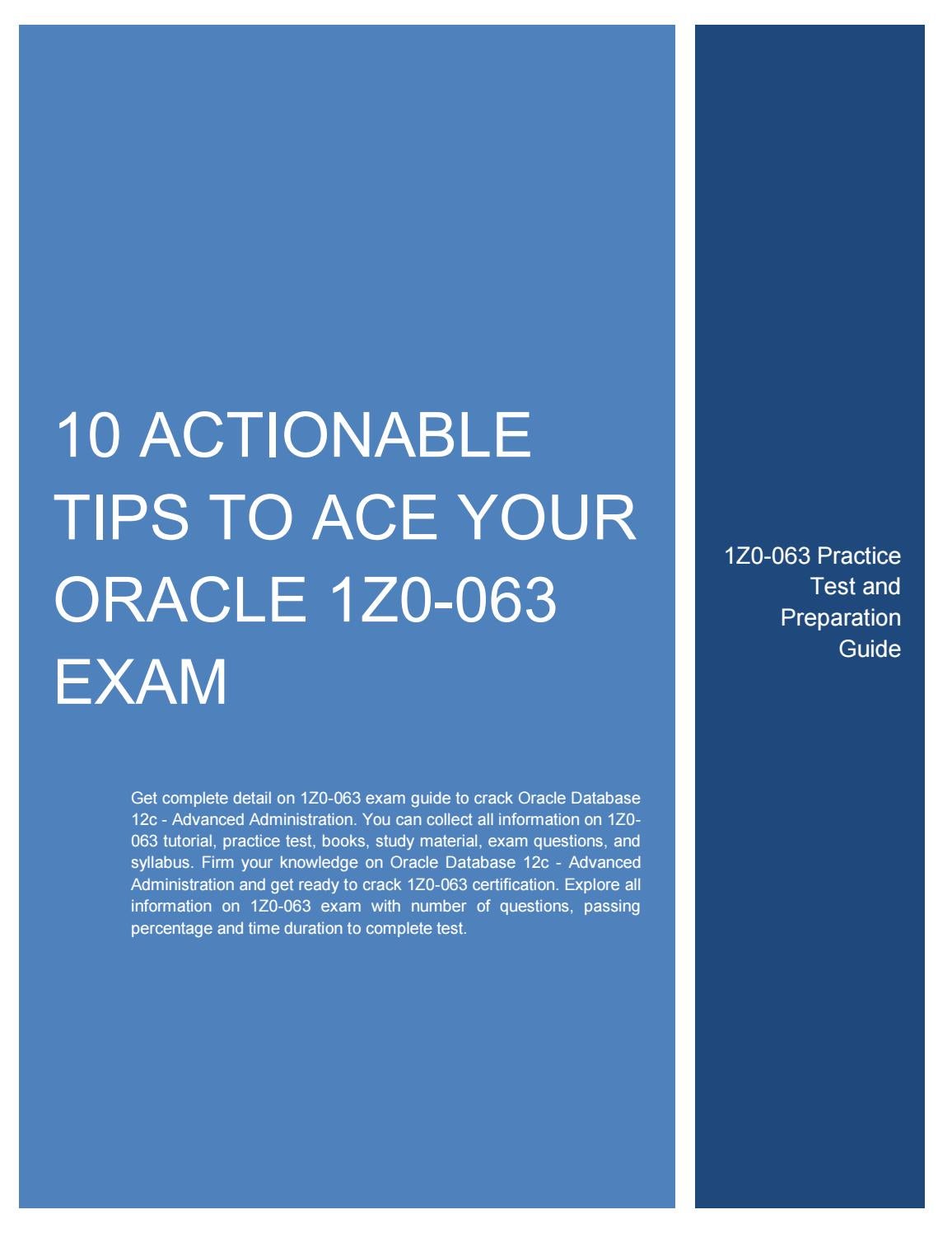 [USEFUL] 10 Actionable Tips to Ace Your Oracle 1Z0-063 Exam by Alice ...